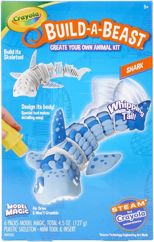 Amazon.com: Crayola Build A Beast Shark, Model Magic Craft Kit, Easter ...