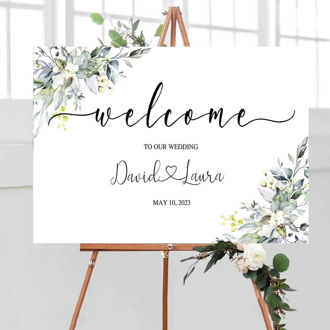 Amazon.com: Wedding Welcome Sign, Personalized Custom Wedding Sign ...