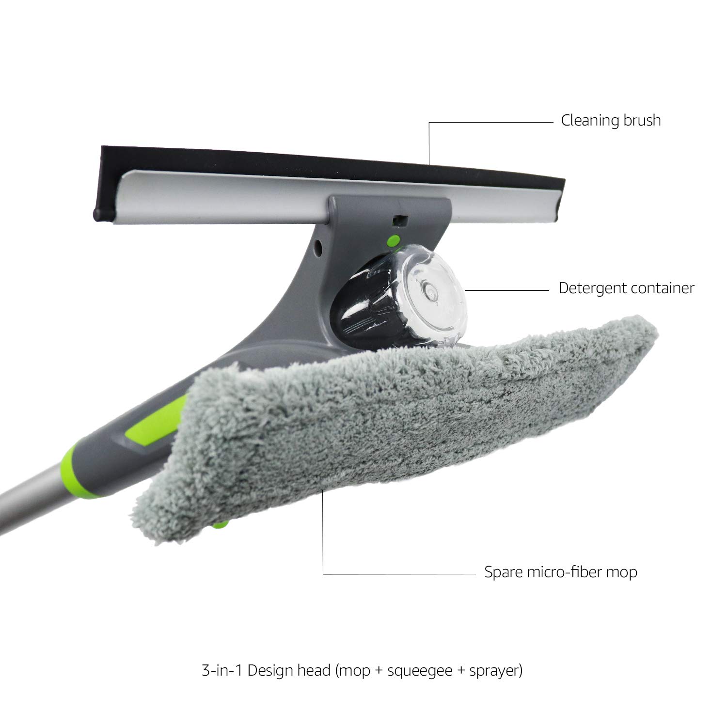 Amazon Basics Extendable Window Squeegee with Spray, Aluminum Extension ...