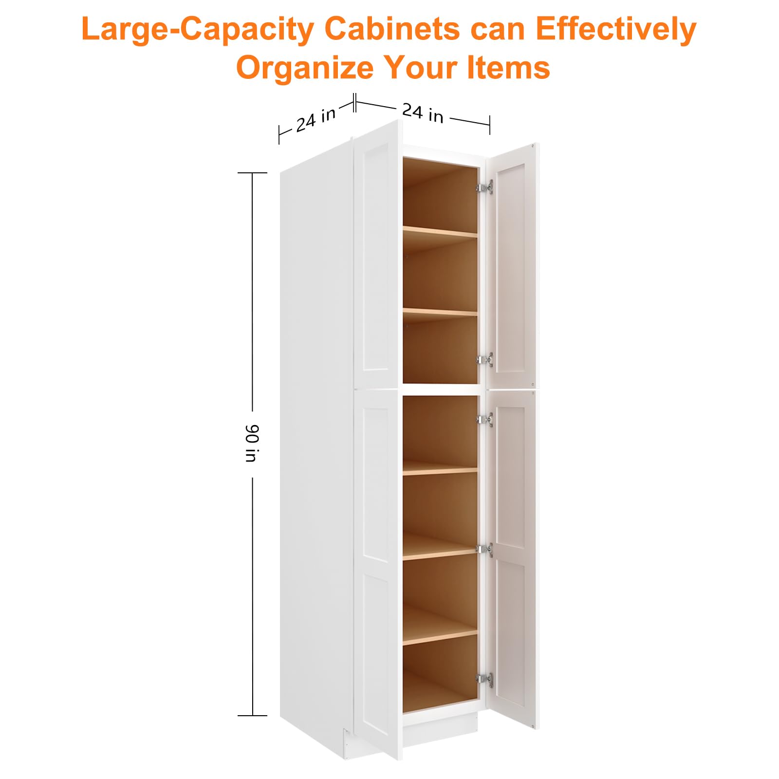 90" High Traditional Freestanding Kitchen Pantry Wall Cabinet with ...
