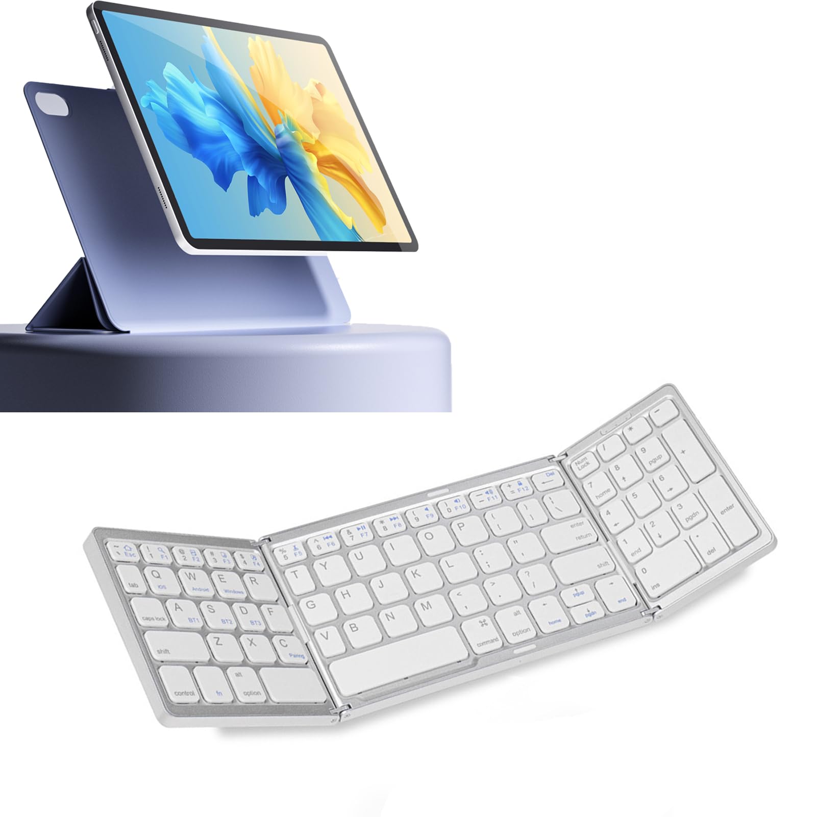 Foldable Bluetooth Keyboard, Triple Folding Portable Wireless Keyboard ...