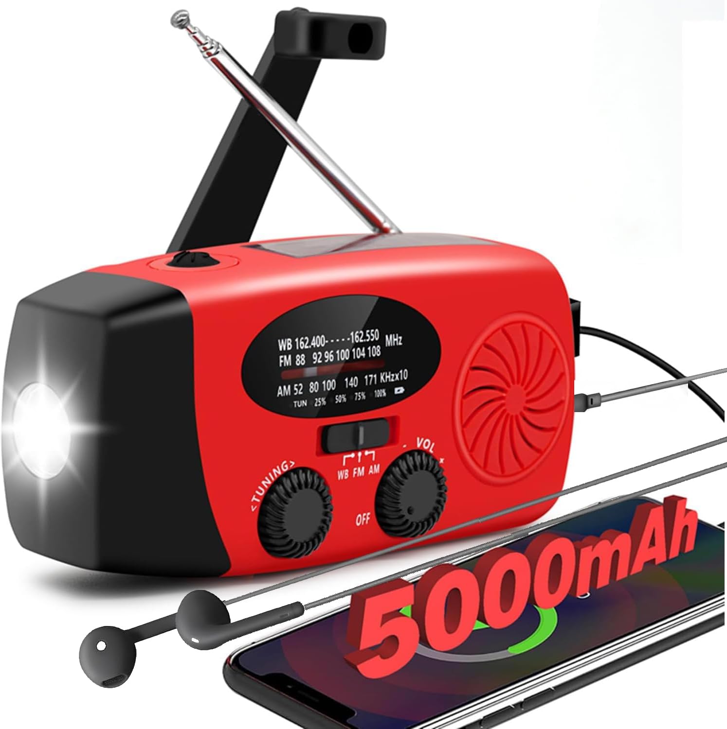 Amazon.com: Esky Emergency Hand Crank Radio with 3 LED Flashlight, AM ...