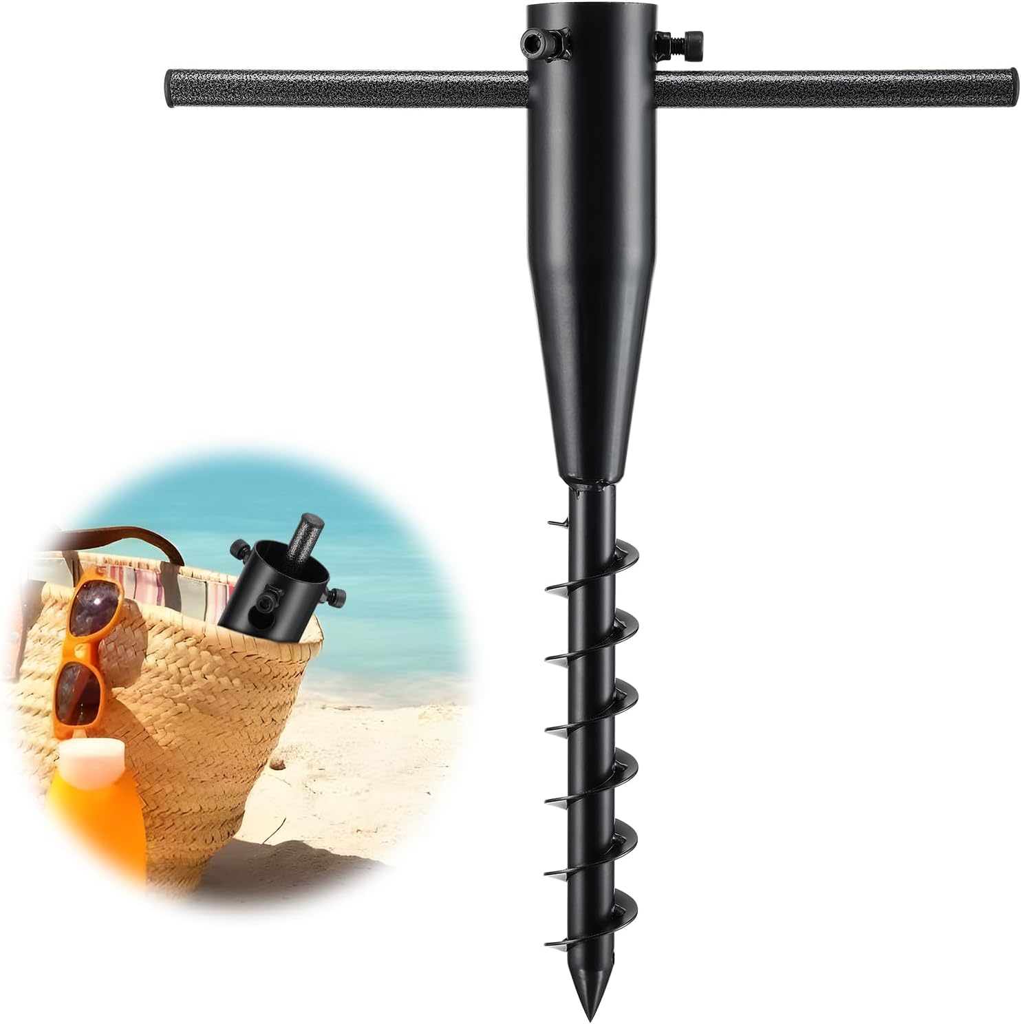 Amazon.com : 2PCS Heavy-Duty Adjustable Spiral Ground Anchor Umbrella ...