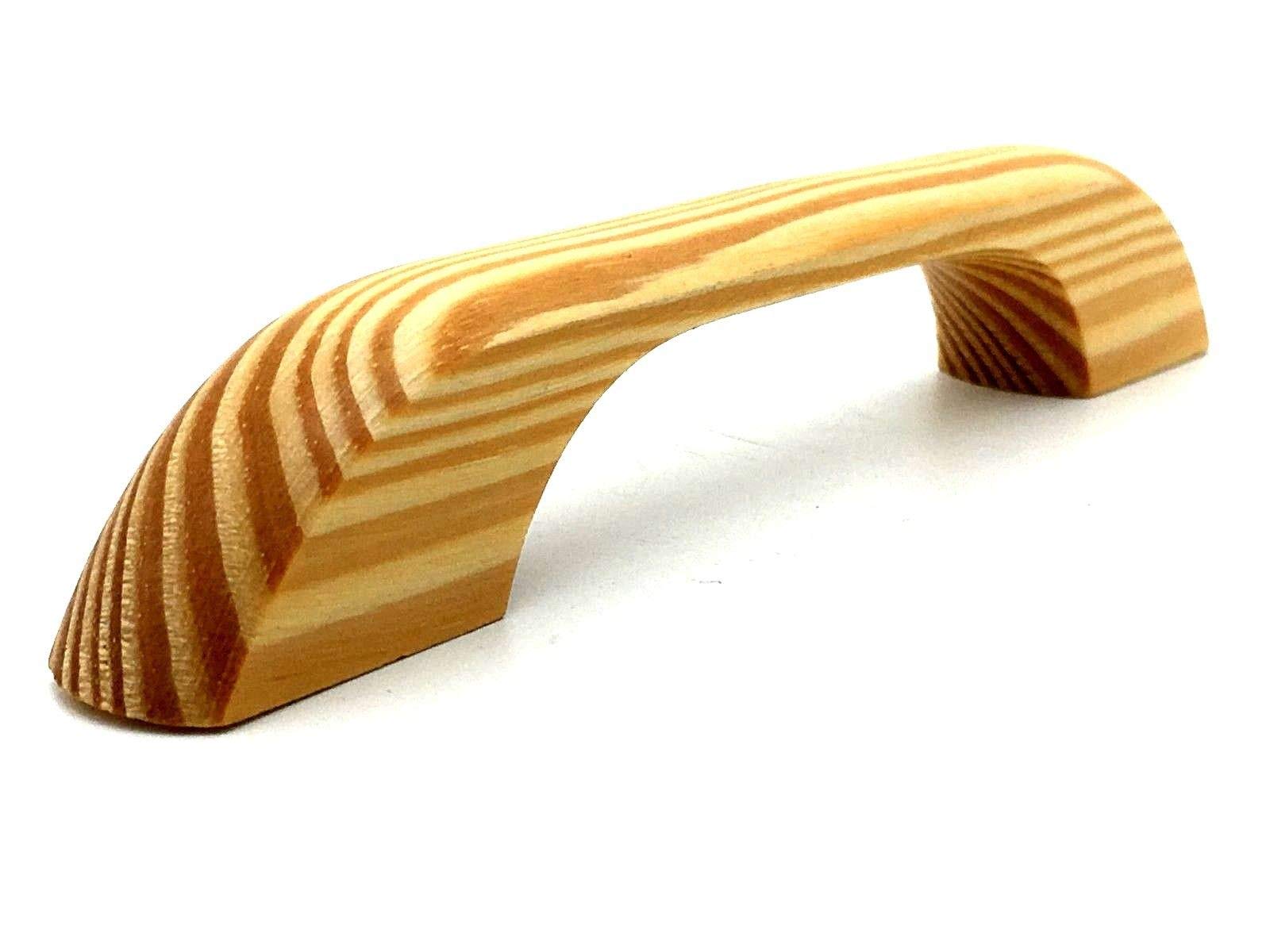 1 x Solid Stained Pine 'D' Shaped 96mm Handle Real Wood Cupboard Pull ...