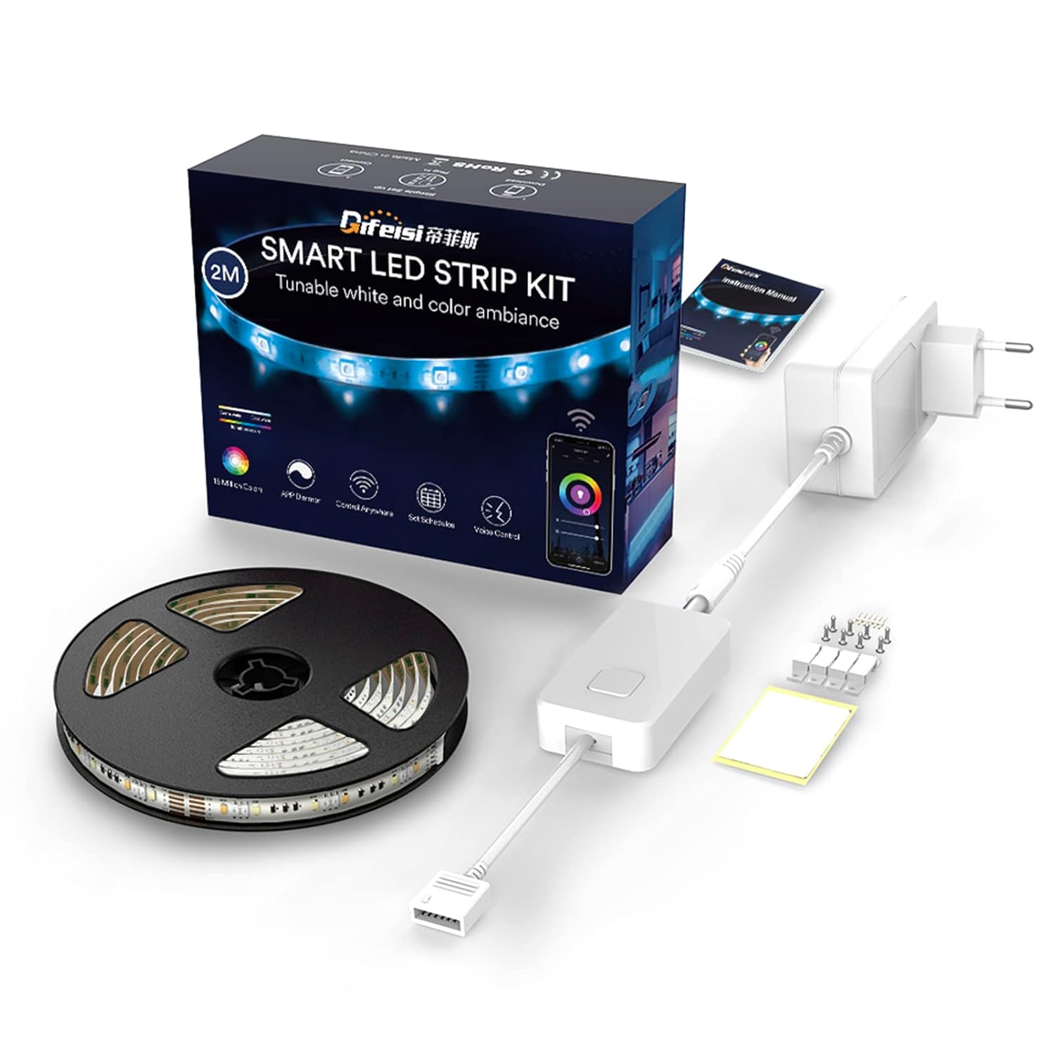 Buy 3NH® 2M WiFi Intelligent Light Strip 3000-6500K RGB+CCT Adjustable Light Timing Switch APP ...