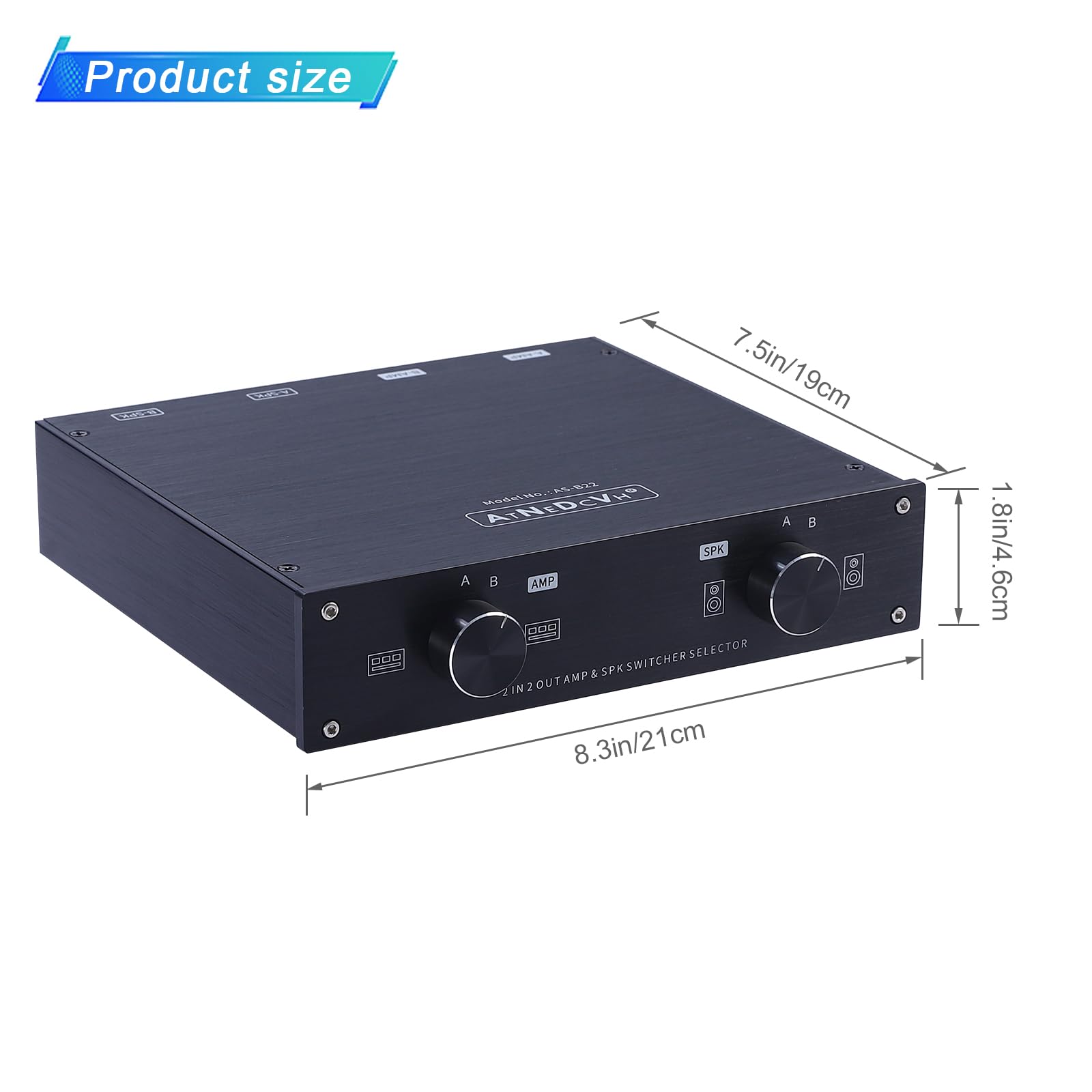 Snapklik.com : AtNeDcVh 2 Zone Amplifier Speaker Lossless Switcher Selector