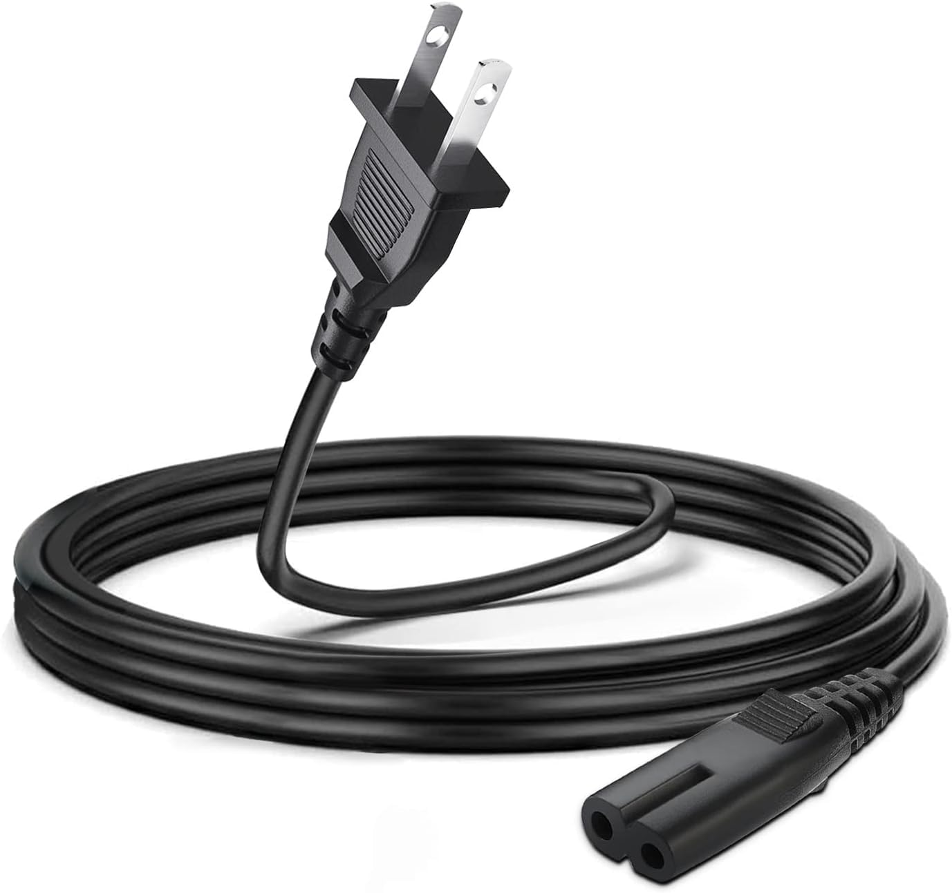 2 Prong AC TV Power Cable Cord Fit for Samsung TCL LG Sony Roku Sharp ...