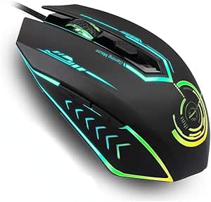 Gaming Mouse Up to 4800 DPI, Wired Ergonomic Game Computer Mice with 5 Buttons 7 Changeable LED ...