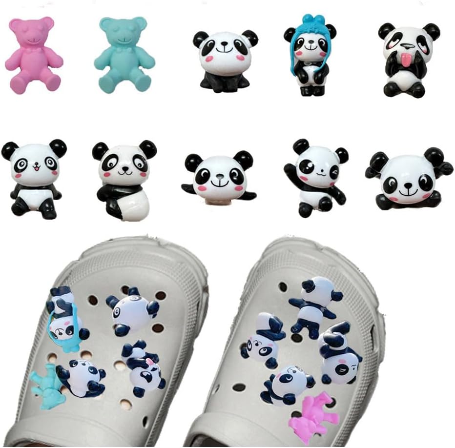 Amazon.com: Panda Shoe Charms, 10 Pack Cute Bear Shoes Decoration ...