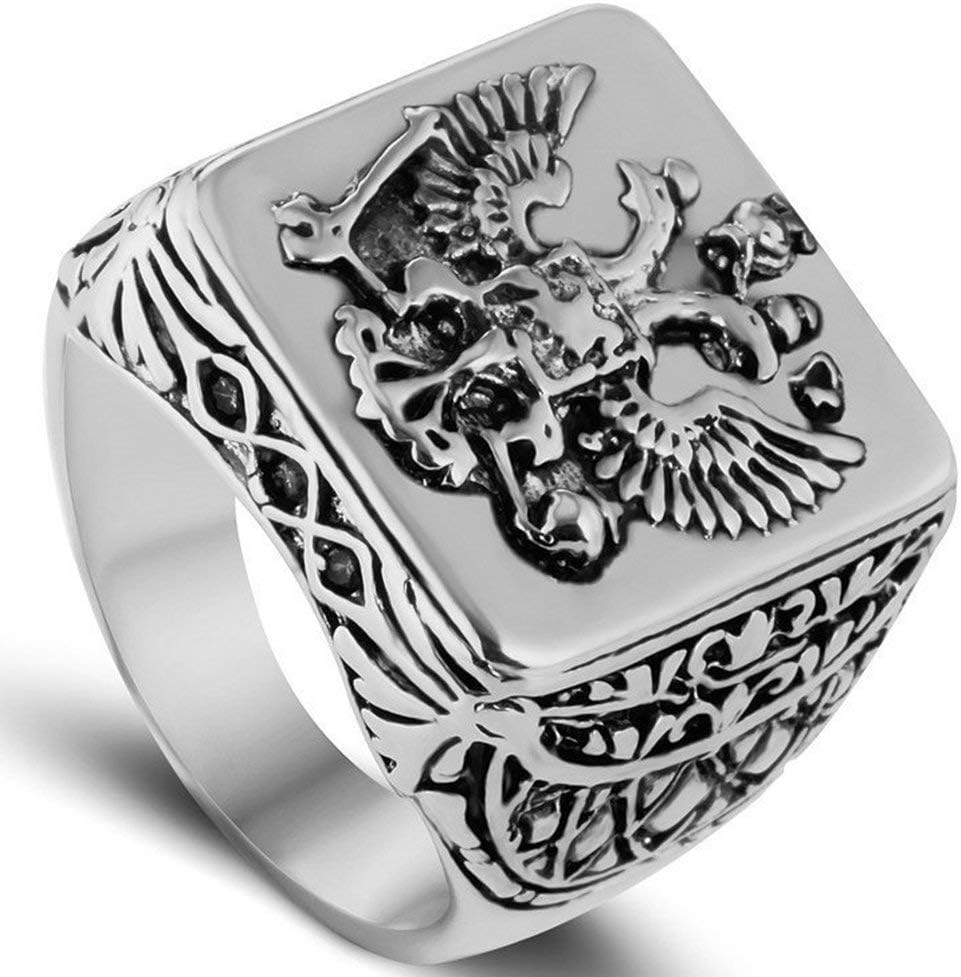 JAJAFOOK Silver Double Headed Imperial Eagle Ring Byzantine Emperor ...