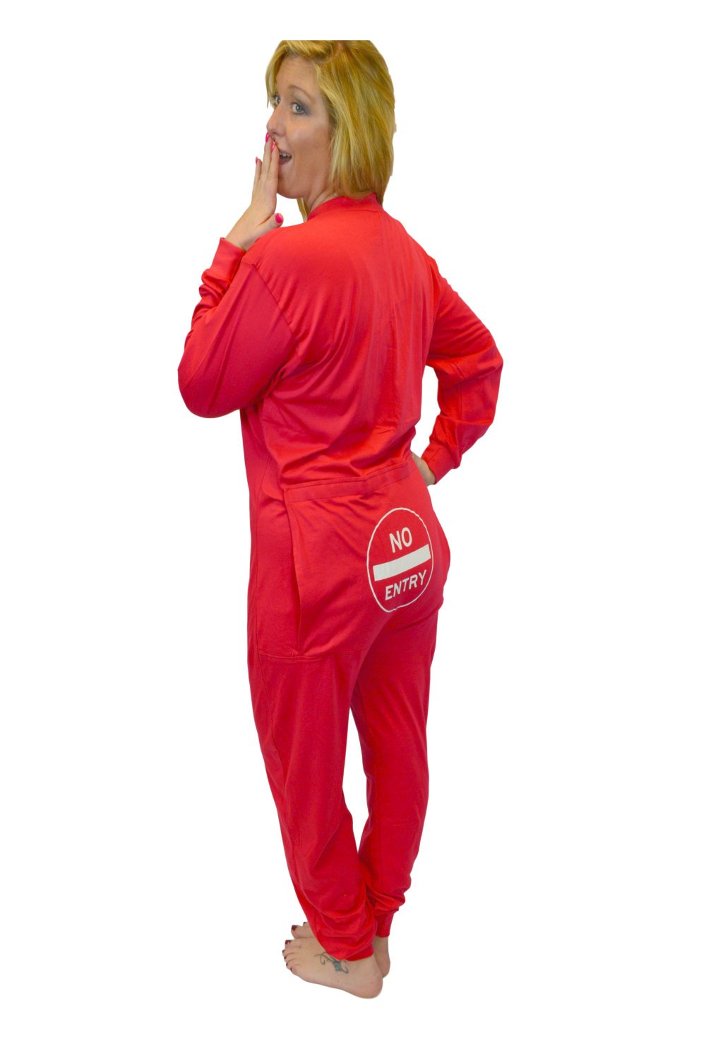 Buy Red Union Suit Onesie Pajamas With Funny Butt Flap NO Entry For Men