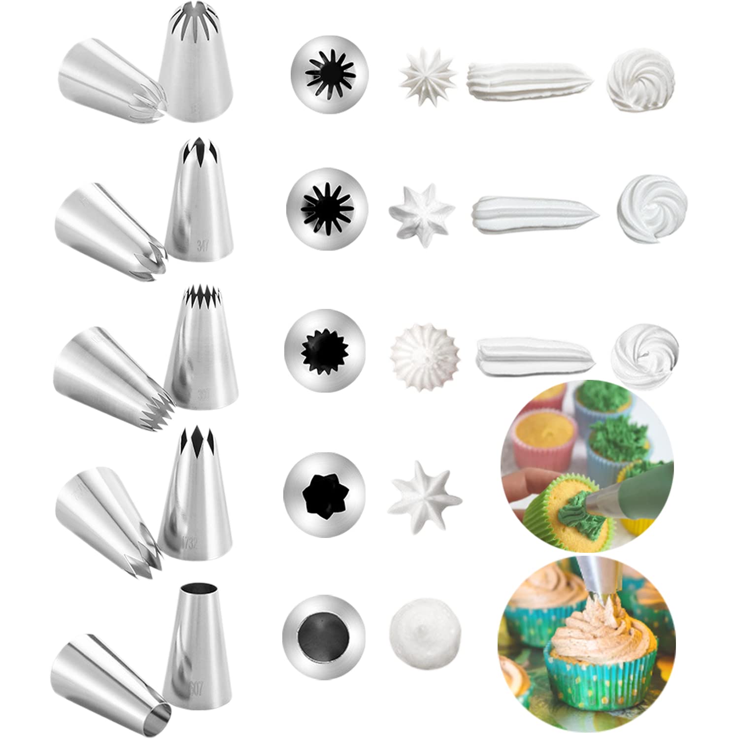 Snapklik.com : 5 Large Piping Tips Set - 5 Different Frosting Tips For ...