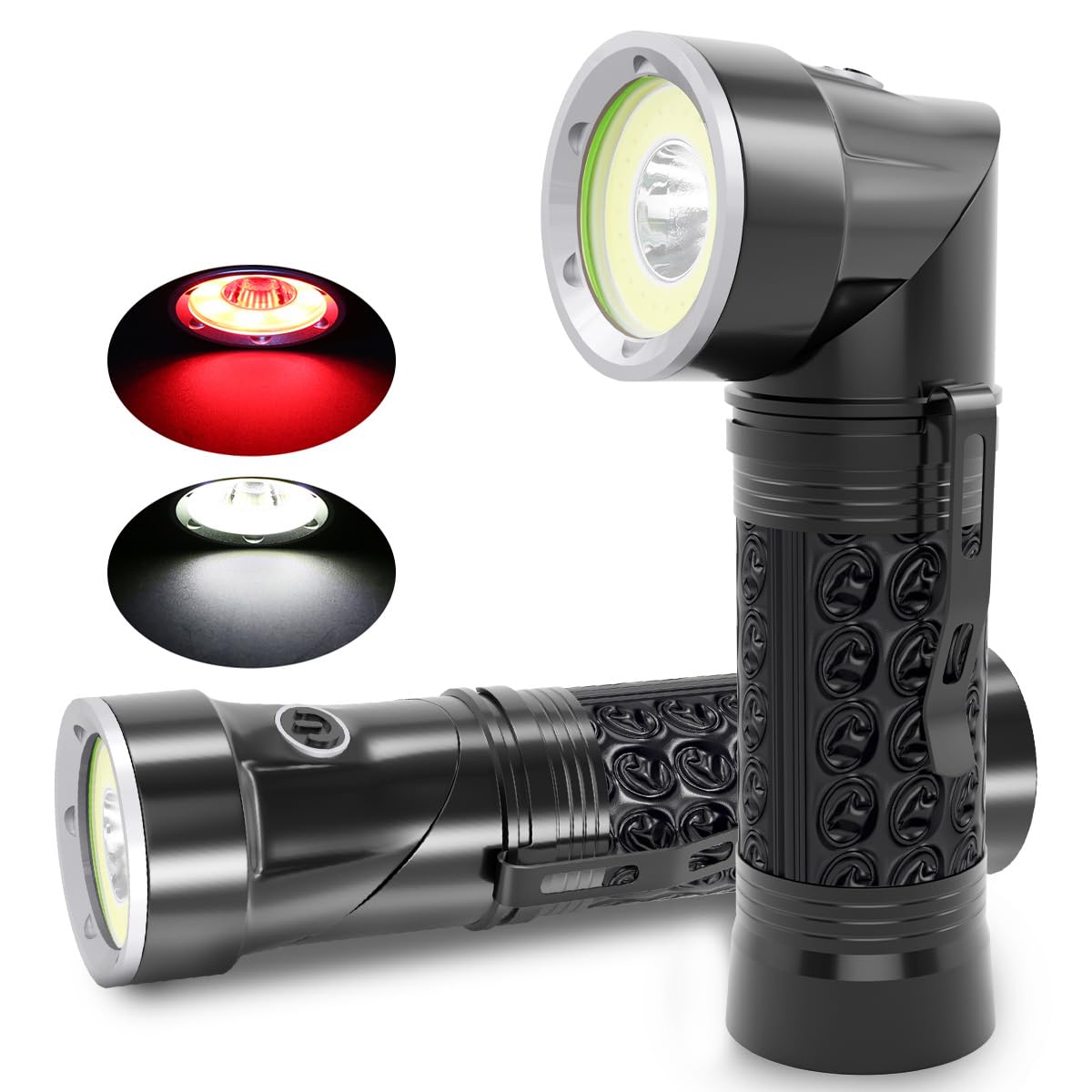 WholeFire T6+COB LED Magnetic Torch 2 Color Lights (Red & White) 4 ...