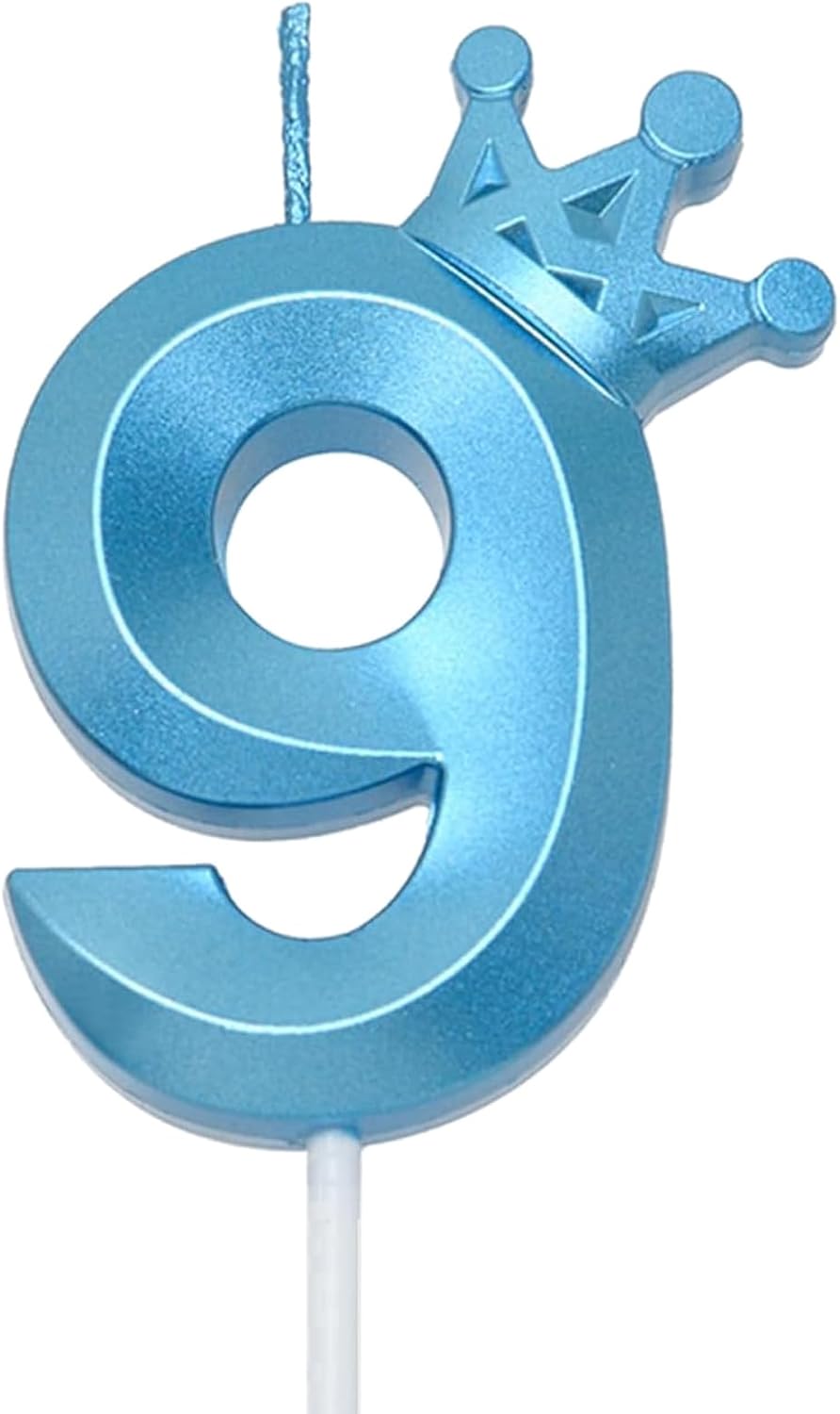 Amazon.com: Blue Number 9 Birthday Cake Candle, 3D Shape Crown Birthday ...
