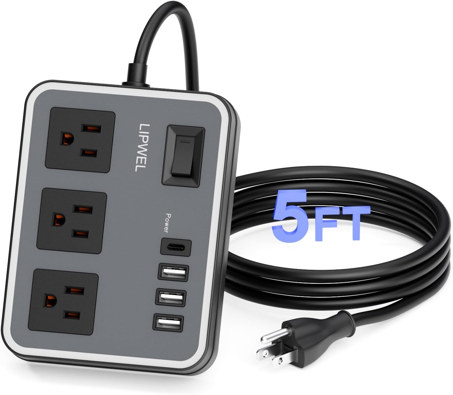 Amazon.com: 3 Outlet Power Strip with 3 USB Charging Ports and 1 USB-C ...