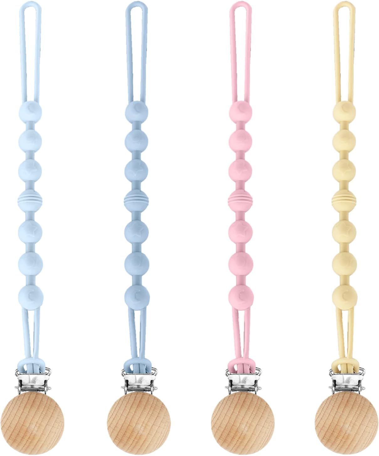 Amazon.com : Silicone Pacifier Clip with Adjustable Spring, 4 Pack ...
