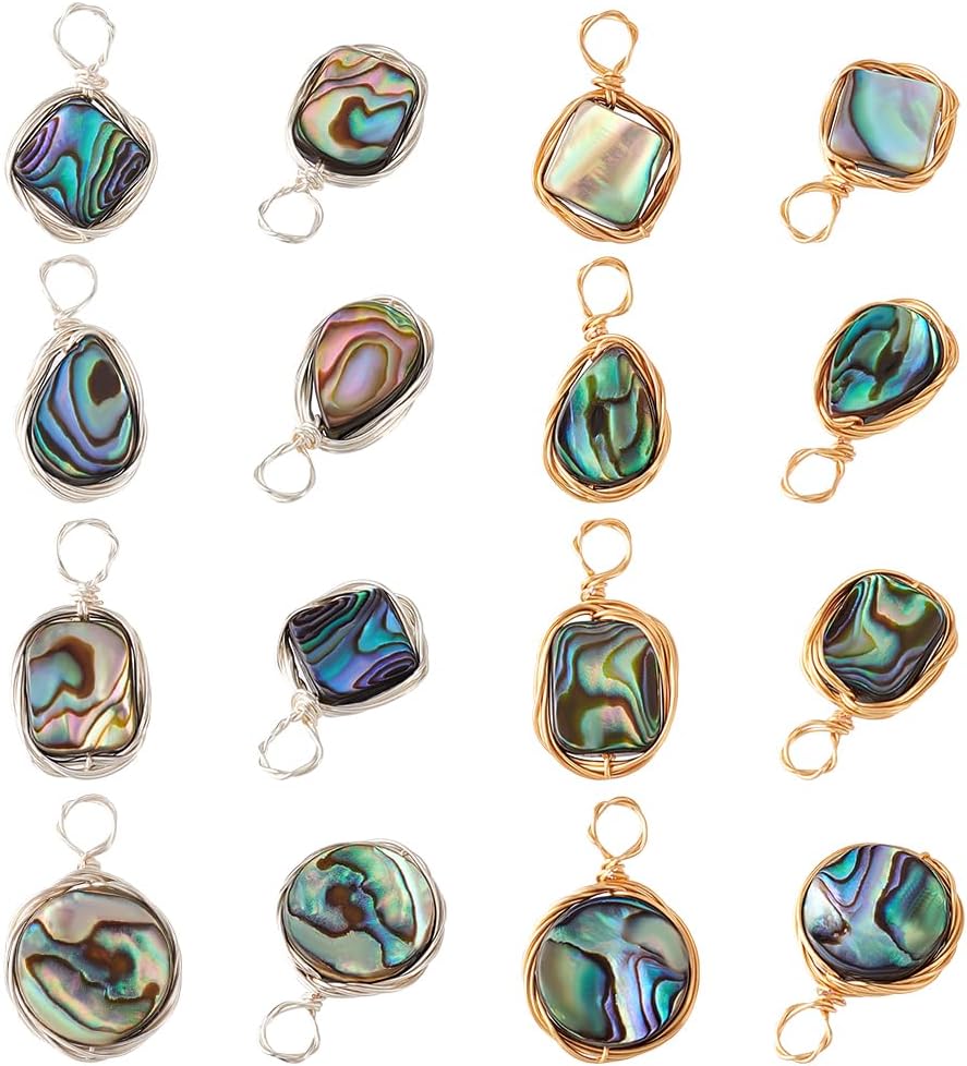 Amazon.com: PH PandaHall 16pcs Natural Abalone Shell Pendants, 8 Styles ...