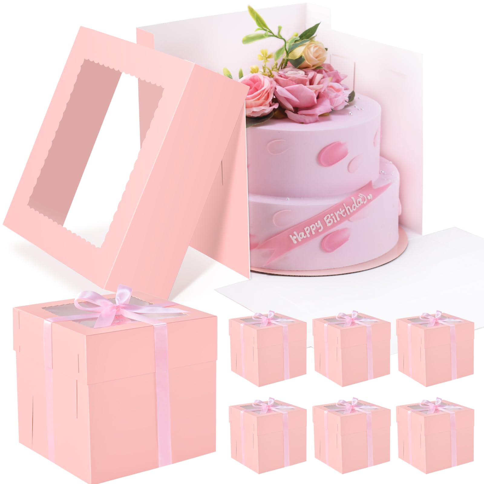 Amazon.com: KPOSIYA 12 pcs Cake Boxes（6 Boxes & 6 Boards），12x12x12 inch ...