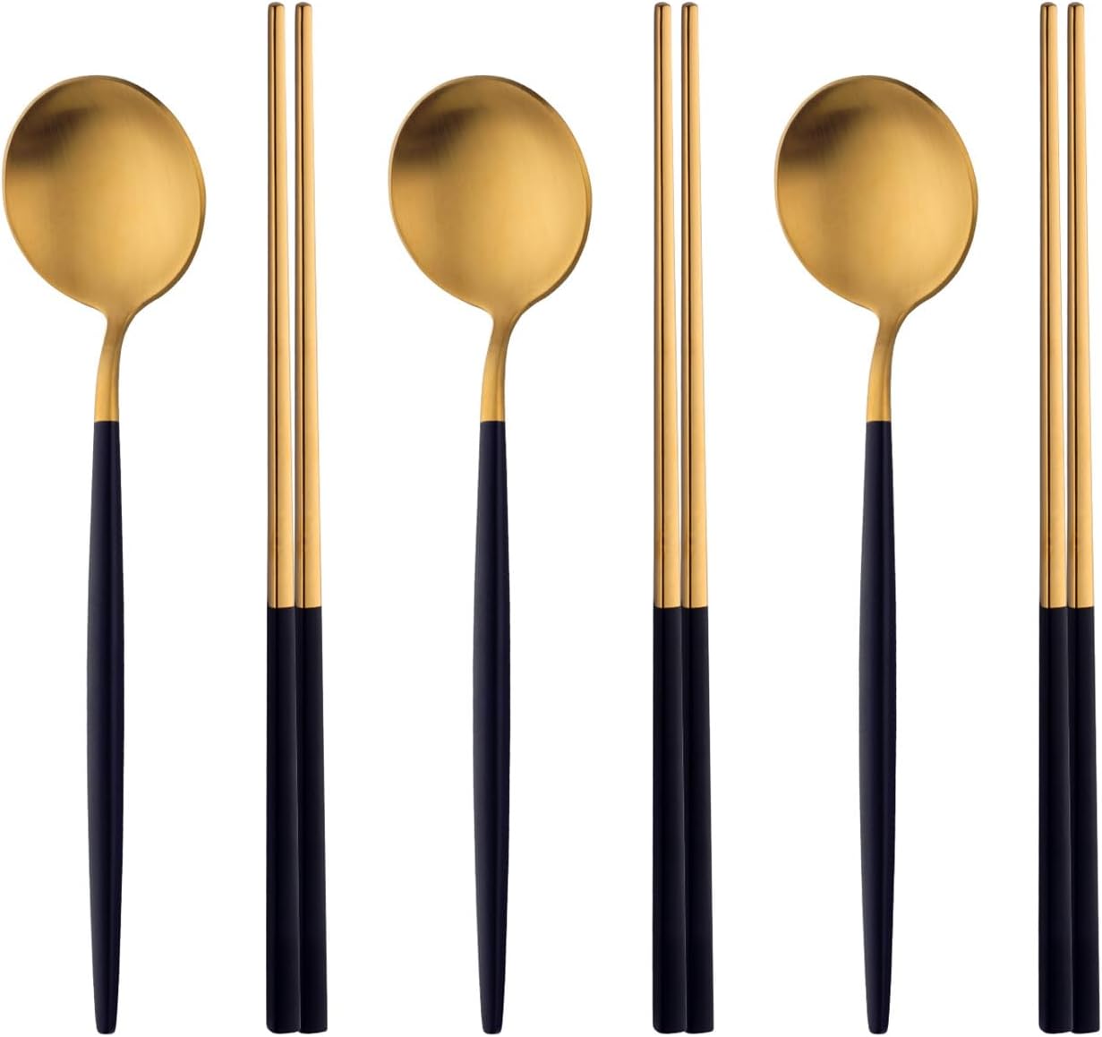 Amazon.com: Wooden Spoon and Chopsticks Set Long Handle Spoon Chopstick ...