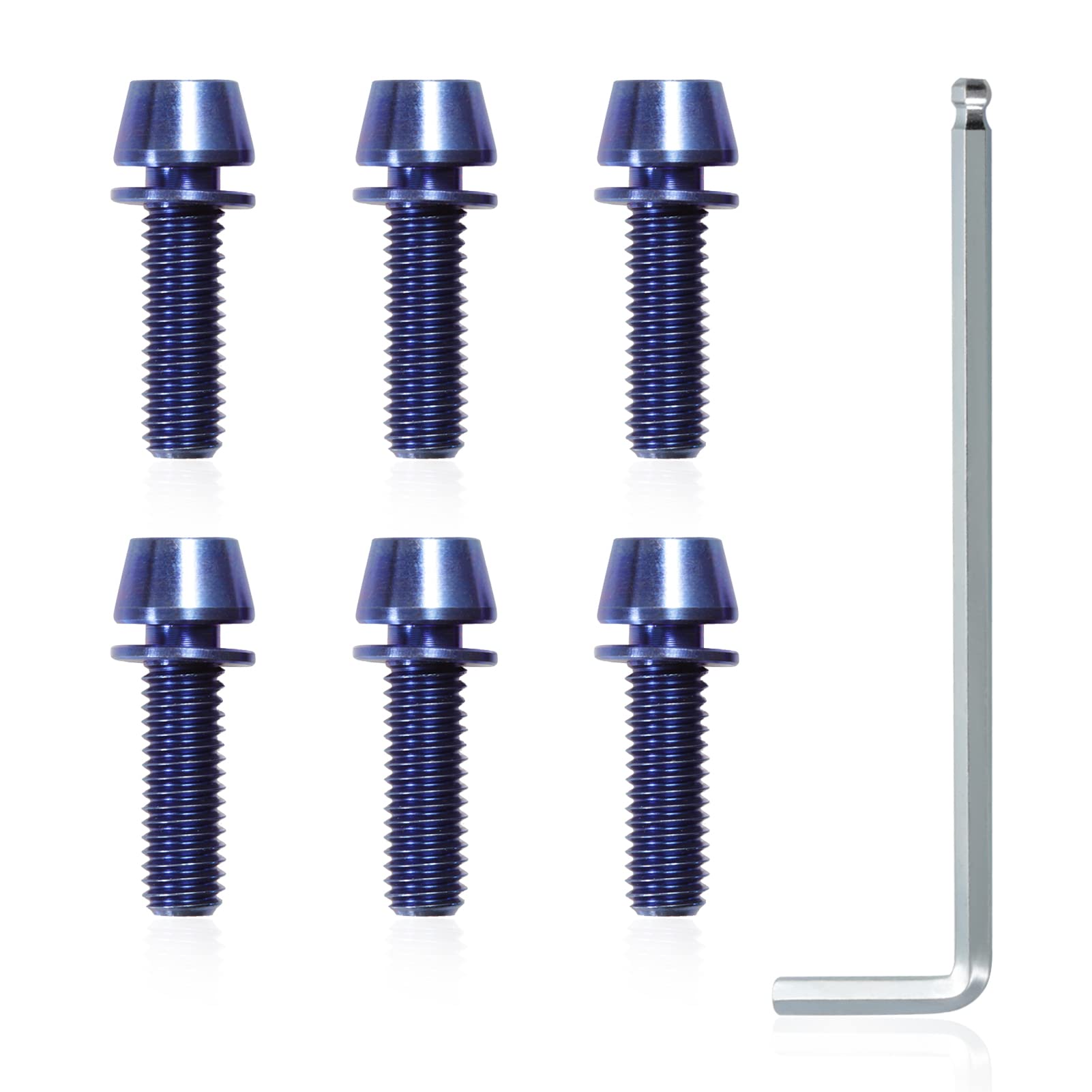 Bicycle Repair Kit 6-Pack Titanium Bike Stem Bolts - M6x20mm Allen Hex ...