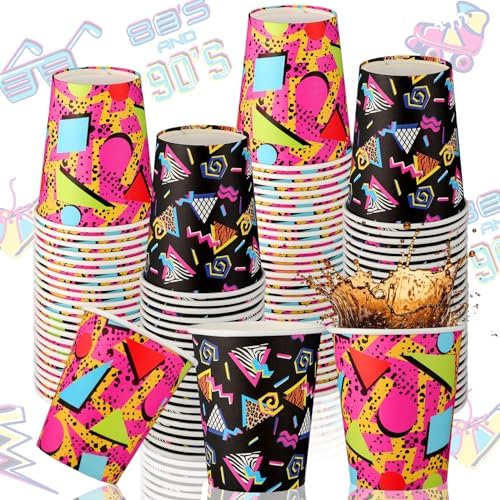 Amazon.com: Yoande 100 Pcs Retro 80s 90s Disposable Paper Cups 9 oz ...