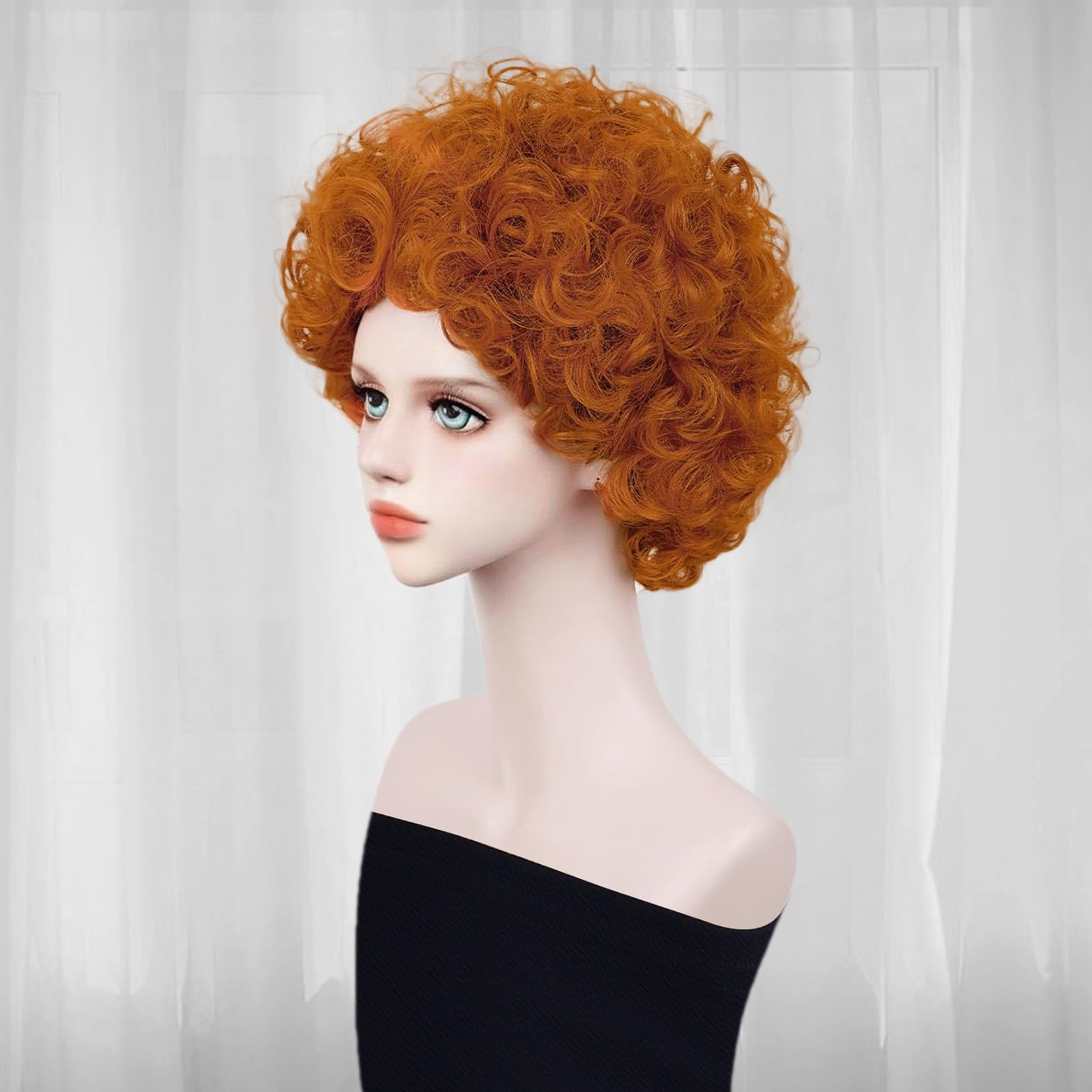 Red Orange Curly Wig for Women Men Landlady Costume Mrs Roper Wig Short ...