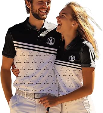 Personalized Black and White Golf Shirt for Couples - Matching Polo ...