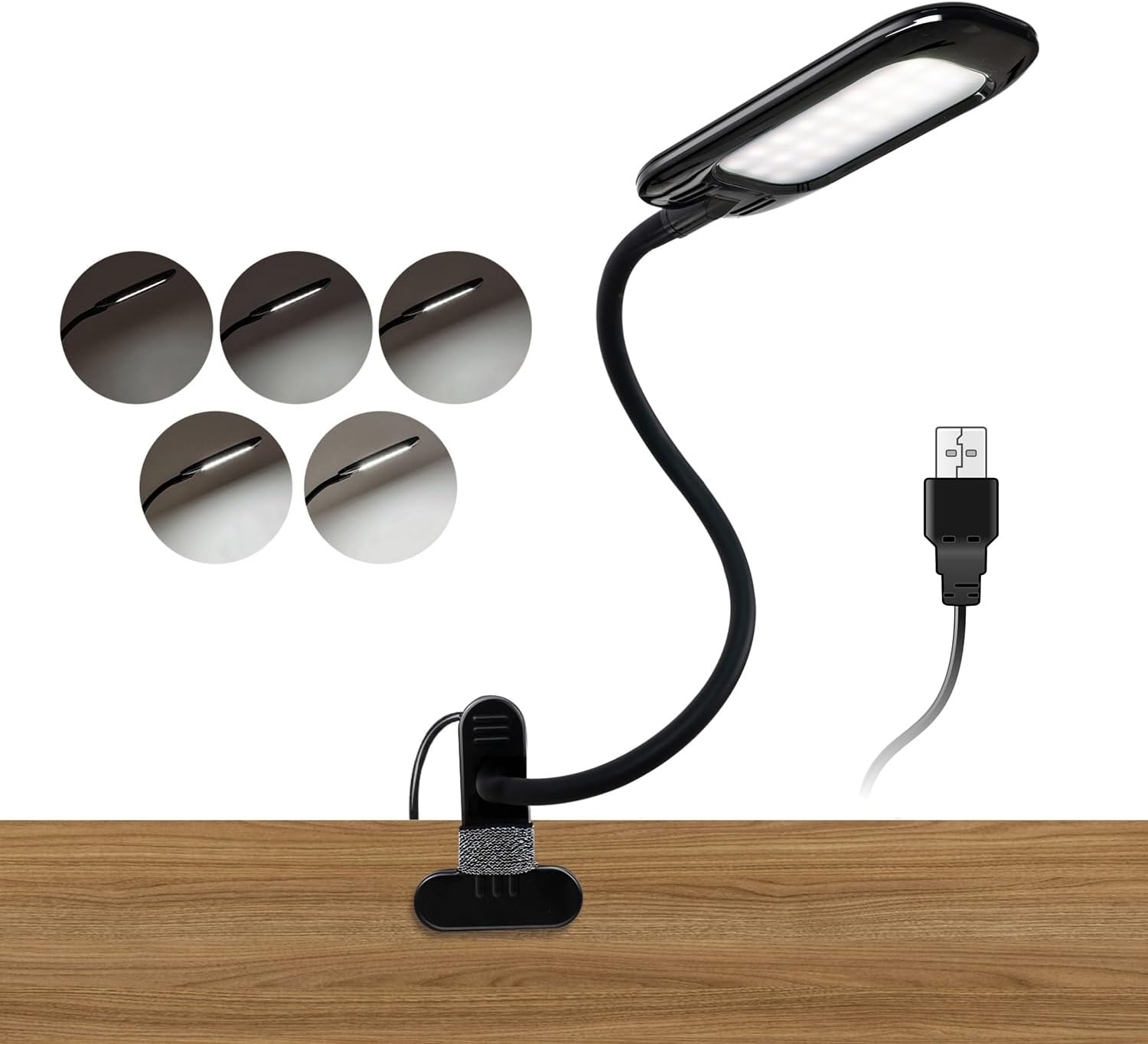 Clip Lights,USB Powered Clip On LED Desk Lamp,Eye Caring Dimmable 8w ...