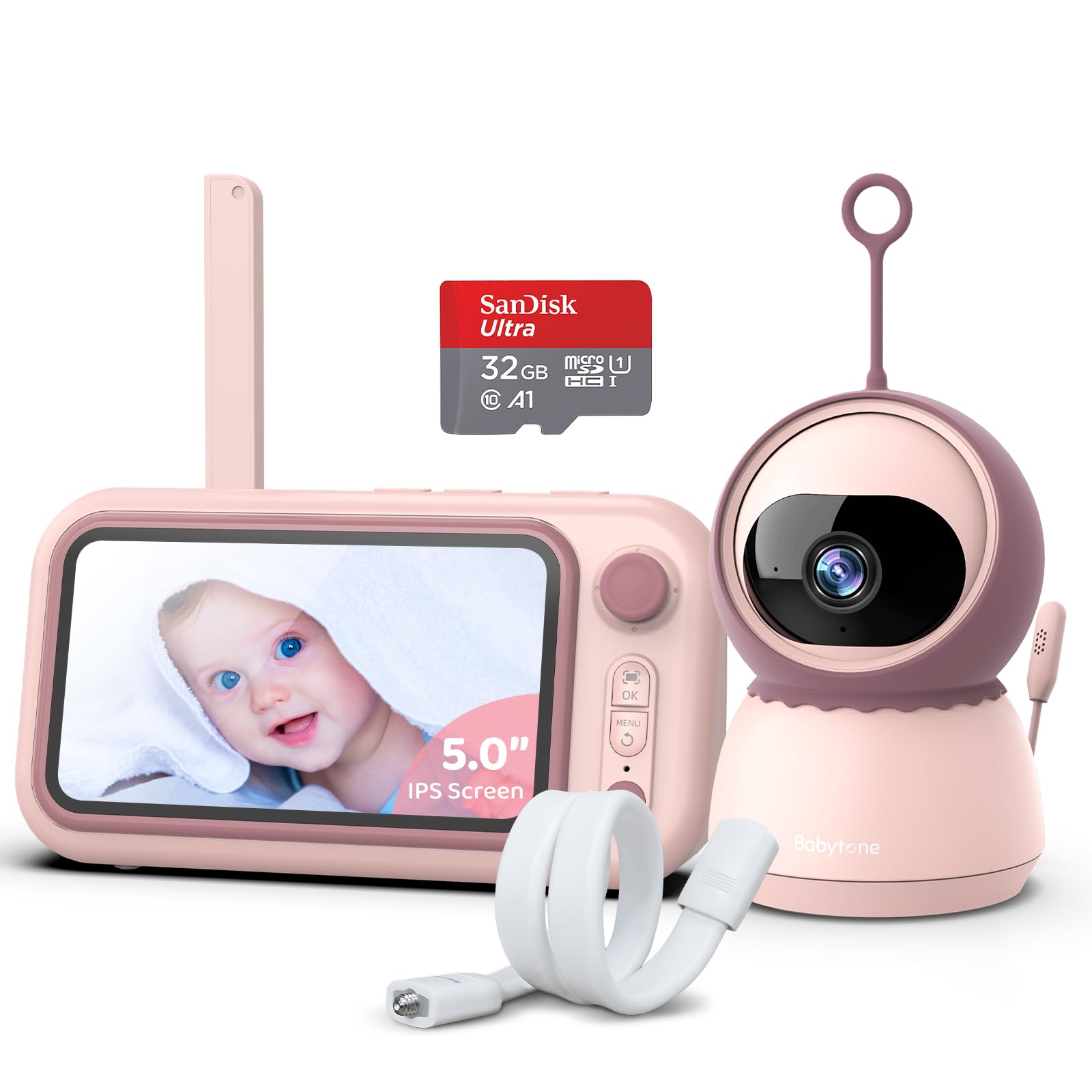 5" Video Baby Monitor with Camera and Audio, Loop Record & Playback, No ...