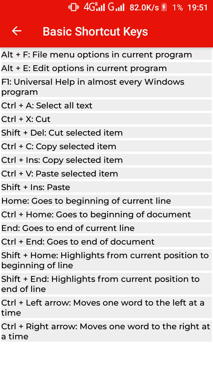 Computer Shortcut keys - App on Amazon Appstore