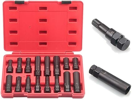 Amazon.com: 16 Piece SAE Metric Universal Locking Lug Nut Master Key ...
