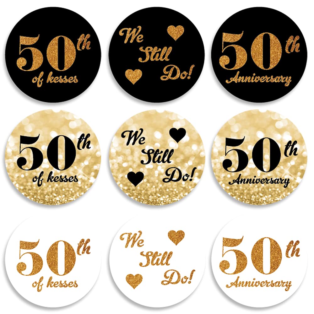 Amazon.com: 270 PCS Black Gold 50th Anniversary Stickers, 50th ...