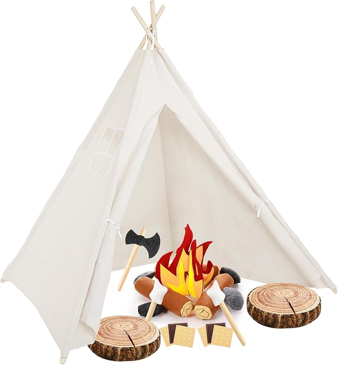 Amazon.com: Kigley 24 Pcs Pretend Camping Play Set with Teepee Tent ...