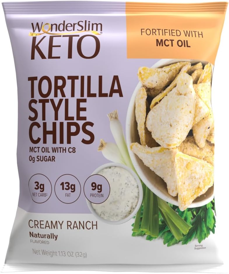 Amazon.com: WonderSlim KETO Tortilla Chips with MCT Oil, Creamy Ranch ...