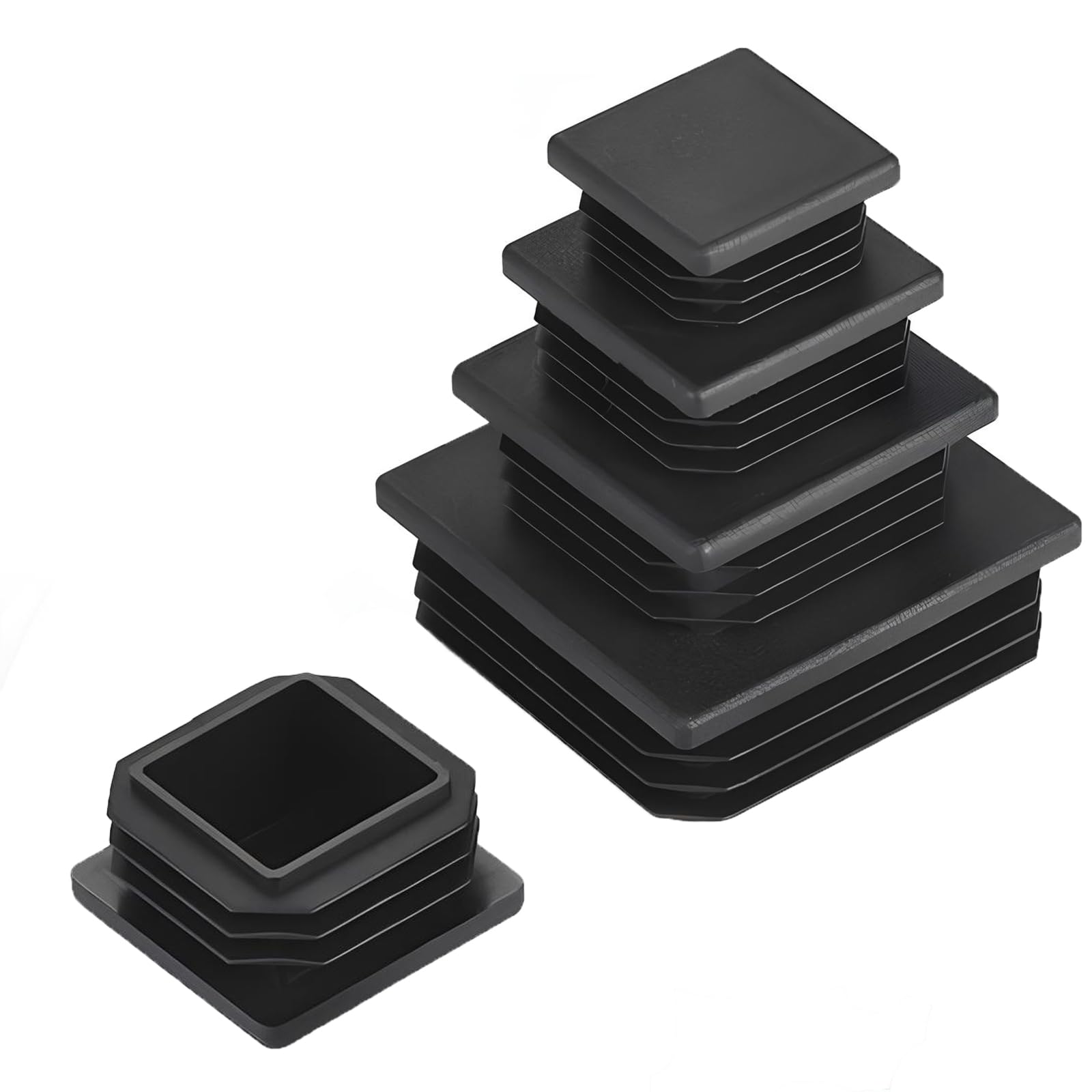 Navasen 20 Pcs Tube End Caps 40 x 40 mm Plastic End Caps Black Square ...