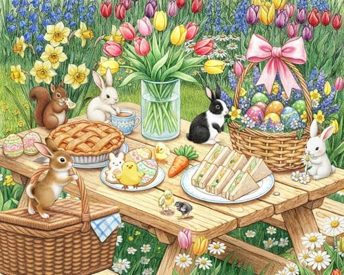 Amazon.com: Springbok Easter Picnic 500 Piece Jigsaw Puzzle for Adults ...