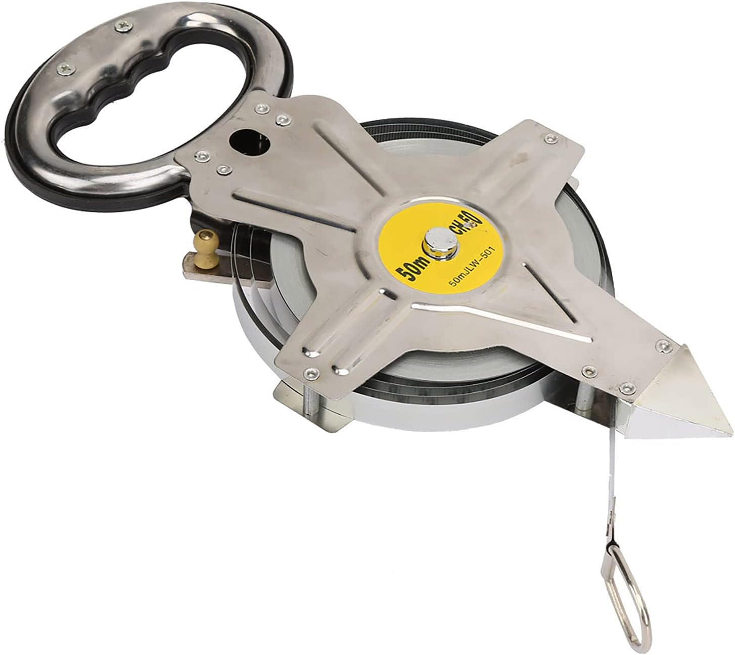 50M Portable Stainless Steel Tape Measure Retractable Reel Metric ...