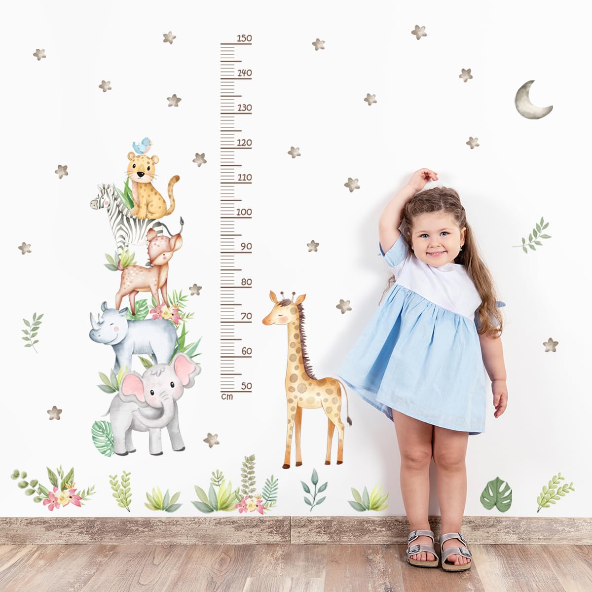 Amazon.com: Giraffe & Elephant Kids Height Wall Chart，Cute African ...