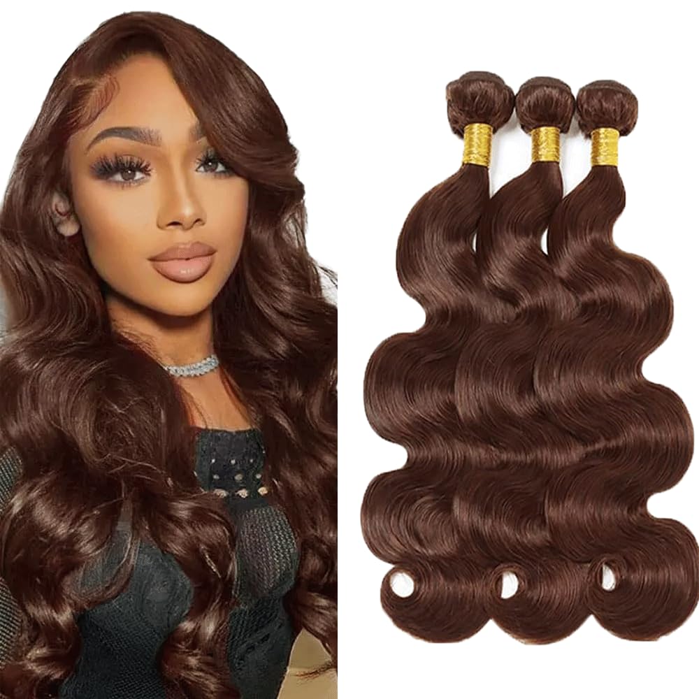 Amazon.com : Raivide Chocolate Brown #4 Body Wave Human Hair Bundles ...