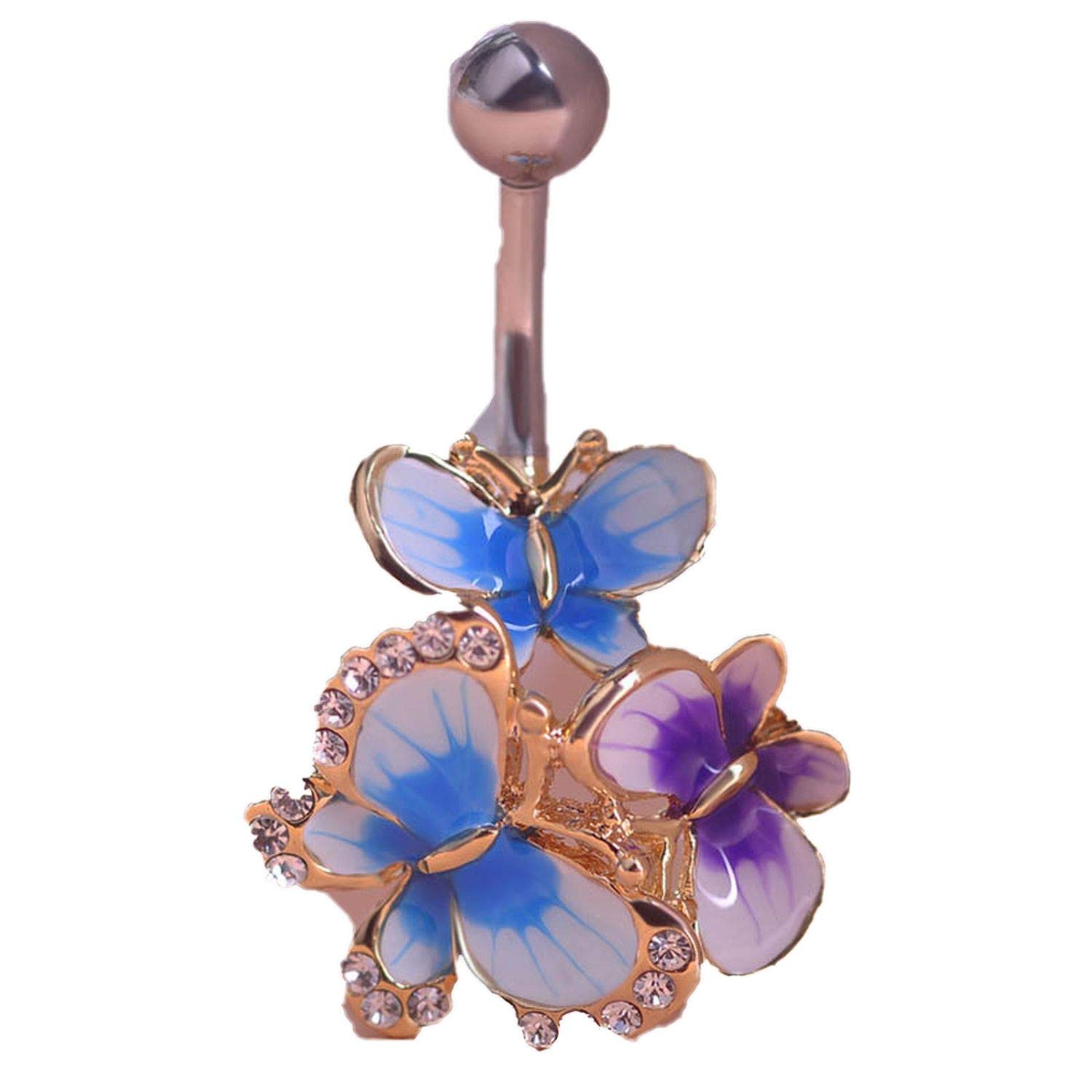 Henyangsh Epoxy Enamel Colares Butterfly Shapes Belly Button Rings Sexy ...