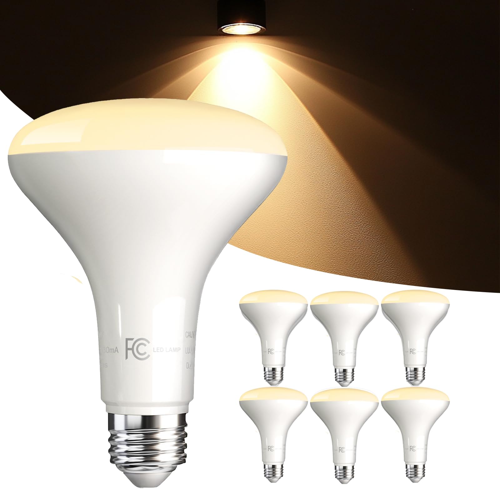 DAYBETTER 6 Pack BR30 LED Light Bulbs, Dimmable Indoor Flood Lights ...