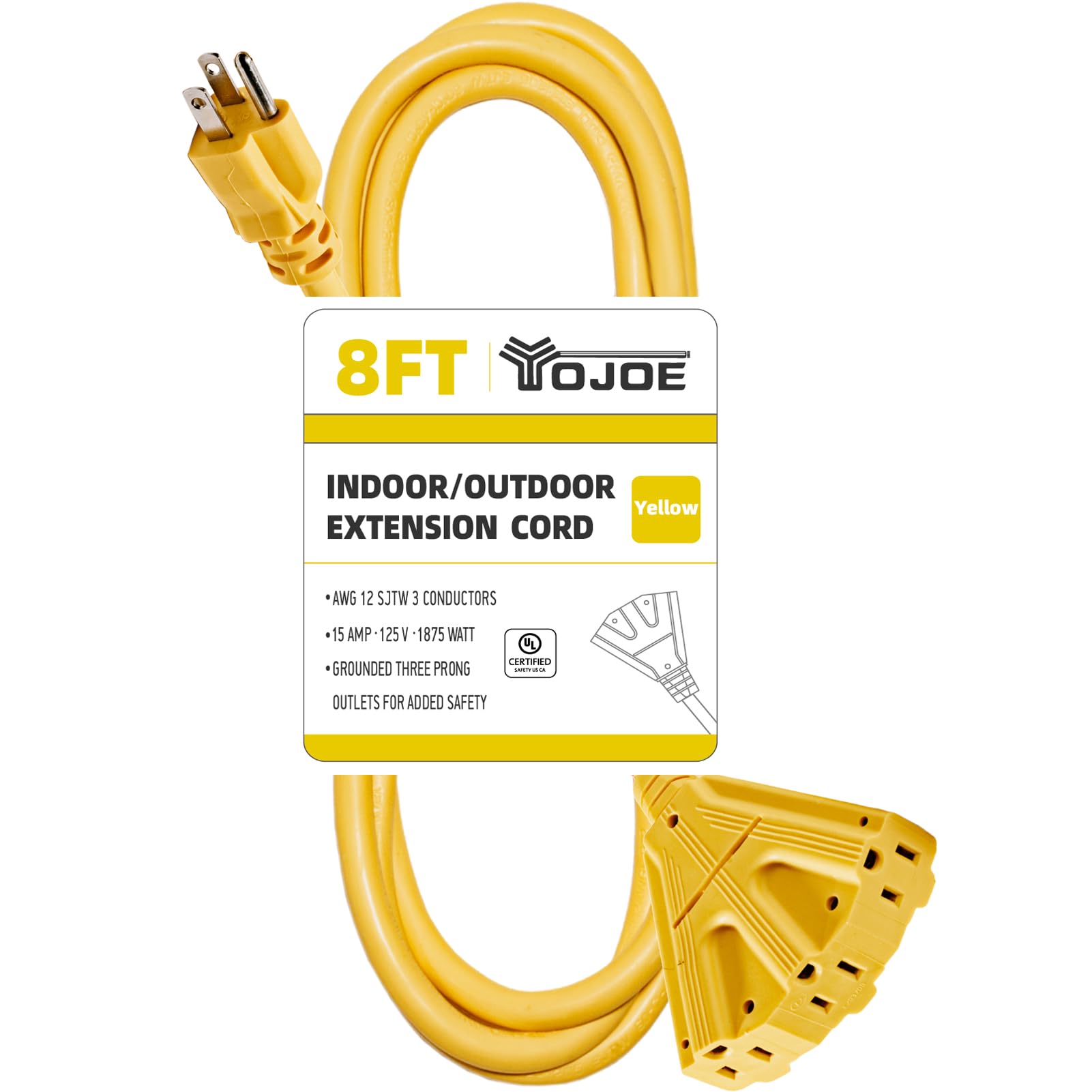 Amazon.com: YOJOE 3-Outlets Indoor Outdoor Extension Cord, 3 Prong 15A ...