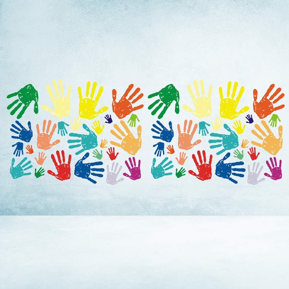 STOBOK 2pcs Handprint Floor Decals Colorful Wall Handprint Stickers ...