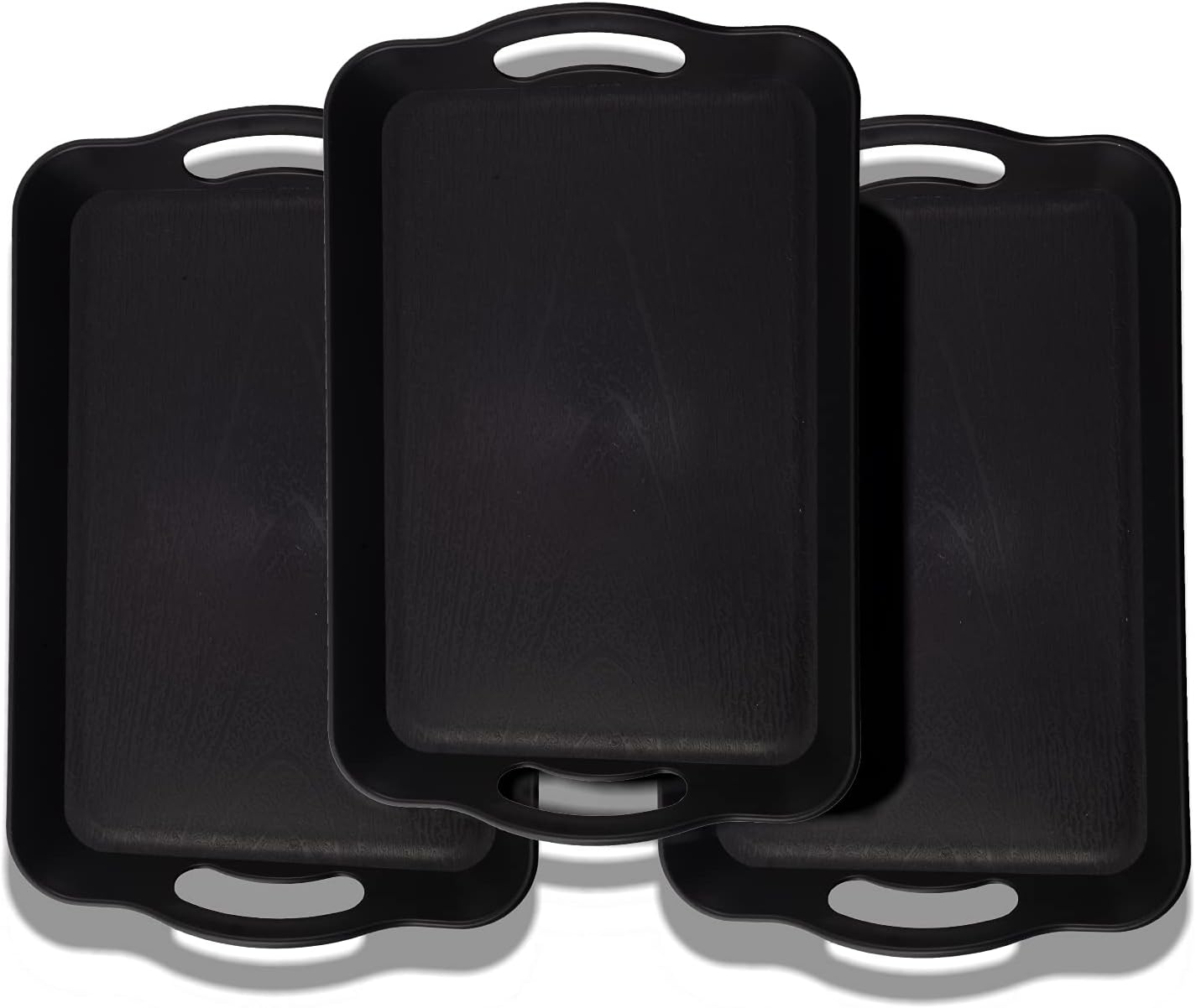 Amazon.com: LEEHOWA 3 Pack 20 inch Plastic Tray with Handles Rectangle ...