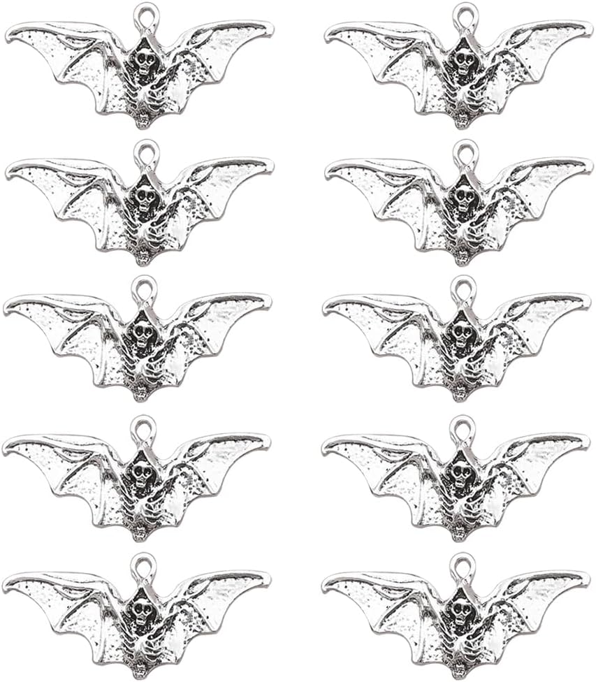 Amazon.com: GUZUHUKU 10pcs Skeleton Head Bat Pendant, Animal Wings ...