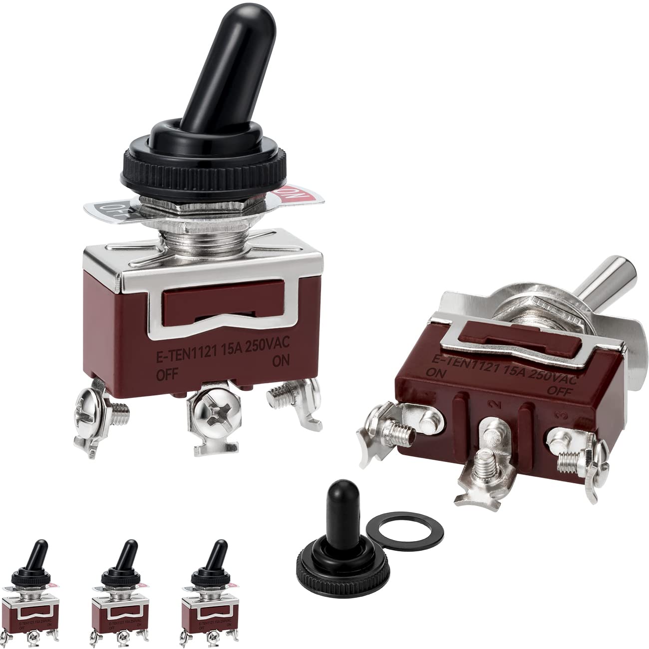 Snapklik.com : JANDECCN 5 Pack Rocker Toggle Switch 15A 250V AC, SPST ...