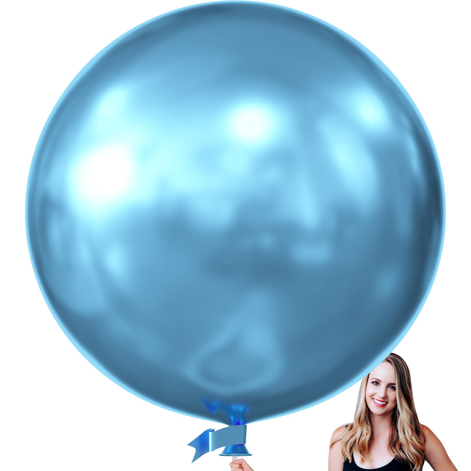 KALOR 36 Inch Giant Metallic Blue Balloons, 6 Pack Large Round Blue ...
