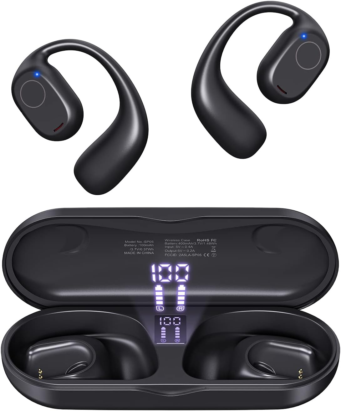 Amazon.com: Open Ear Clip Bone Conduction Wireless Earbuds Bluetooth 5. ...