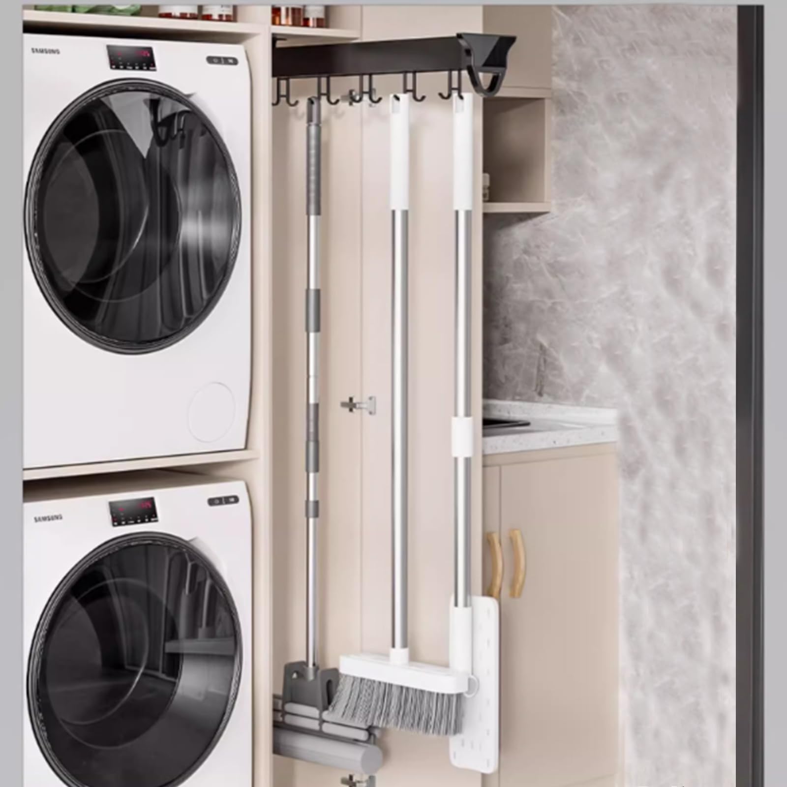 Amazon.com: RAJYQODIS Pull Out Broom Holder, Multifunctional Slide ...