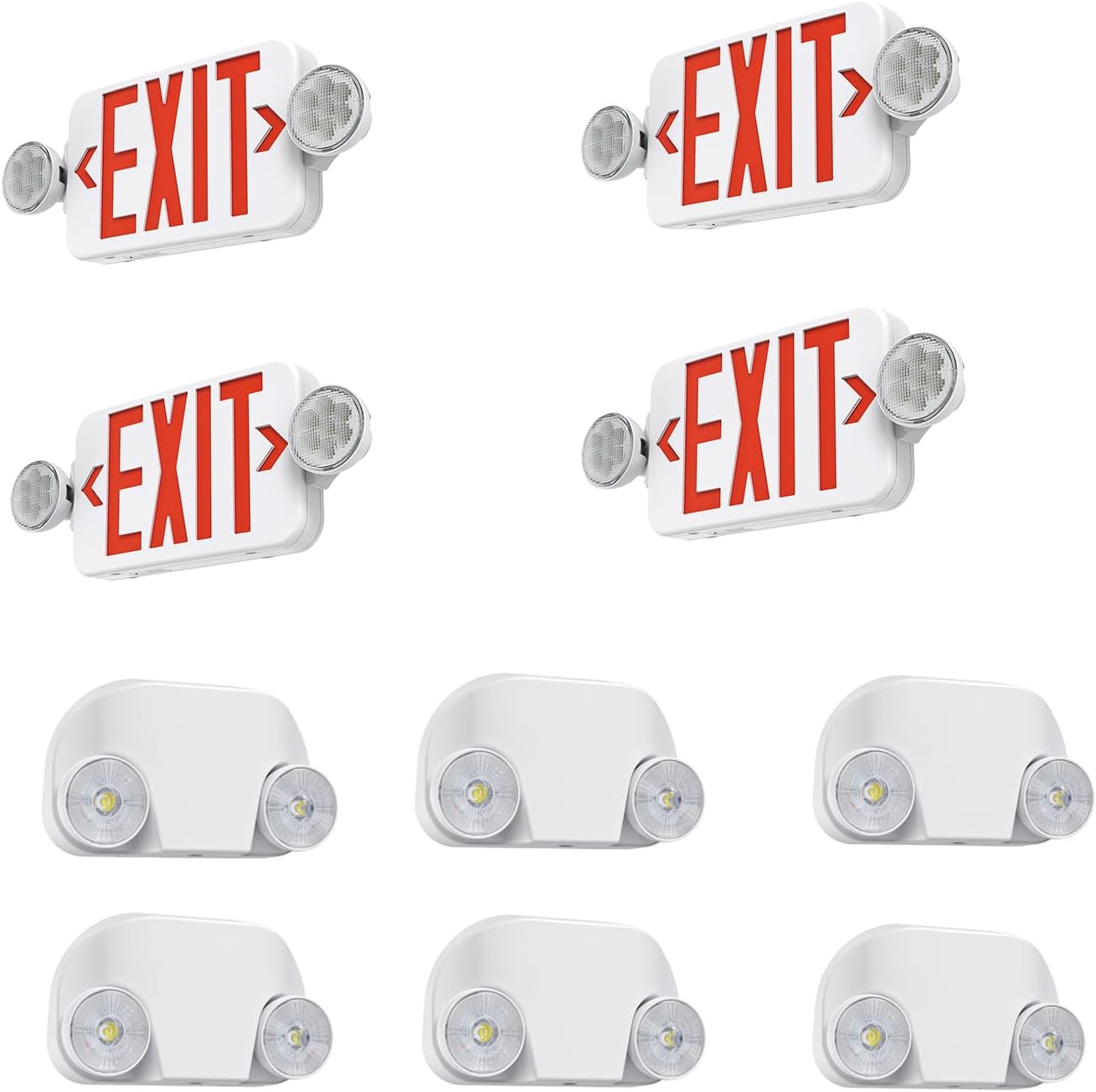 SASELUX 4 Pack Led Exit Sign Combo Double Sided, Two Adjustable Head ...